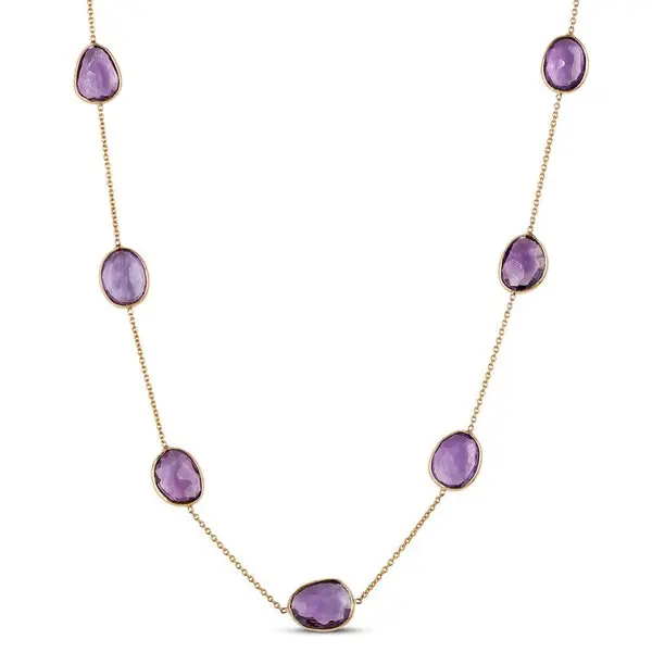 Benbridge 14k Yellow Gold Amethyst Station Necklace - Purple