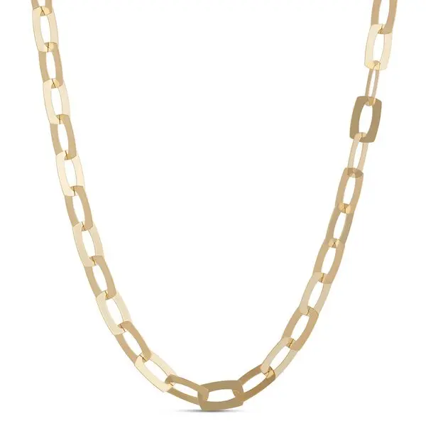 TOSCANO 14k Yellow Gold 18-inch Flat Link Necklace - Yg