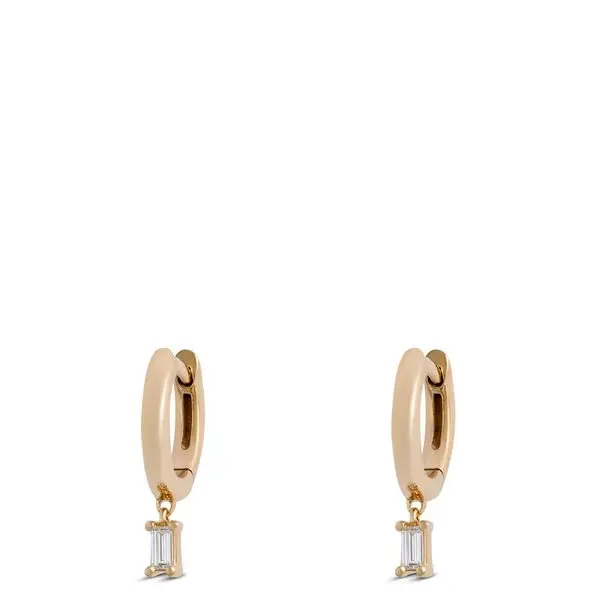 Benbridge 14k Yellow Gold Hoop Earrings With Baguette Diamonds - Yg