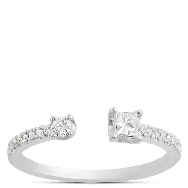 Benbridge Open Center Princess And Round Diamond Ring - Near Colorless
