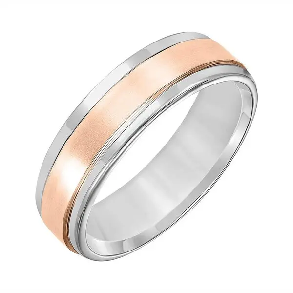 Benbridge Gents Flat Round Edge Carved Wedding Band - Tt