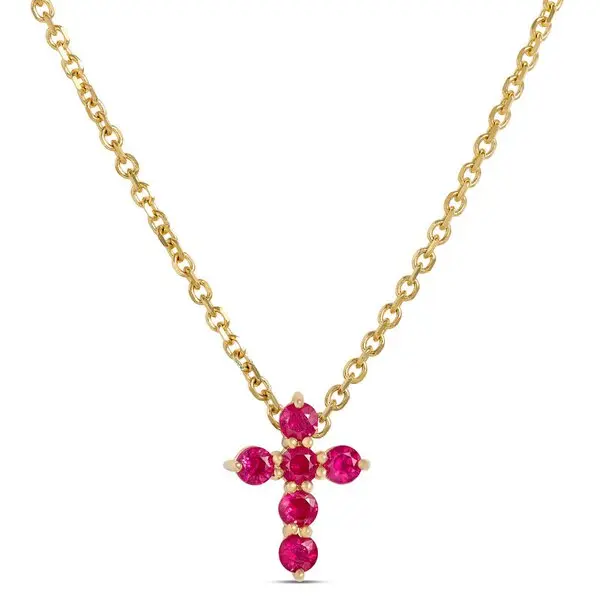 Benbridge Ruby Cross Pendant In 14k Yellow Gold - Yg