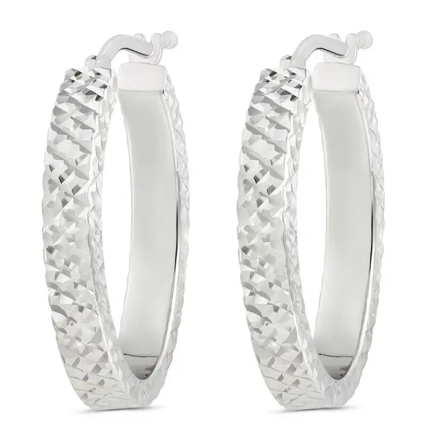 TOSCANO Diamond Cut Hoop Earrings - Wg