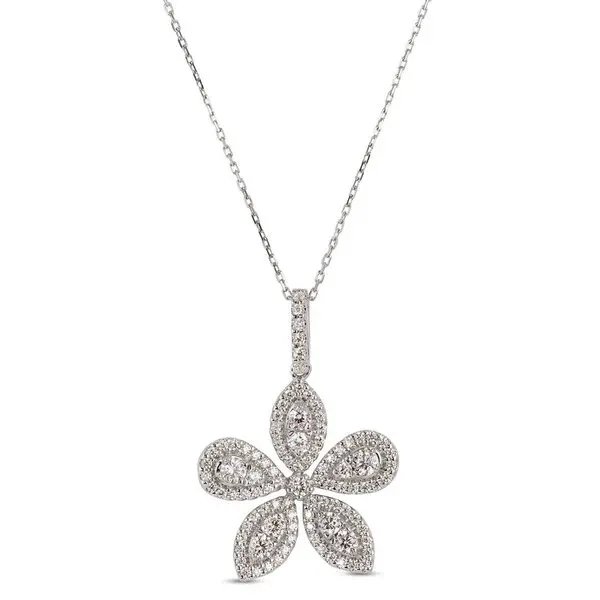 Benbridge Diamond Flower Pendant Necklace - Wg