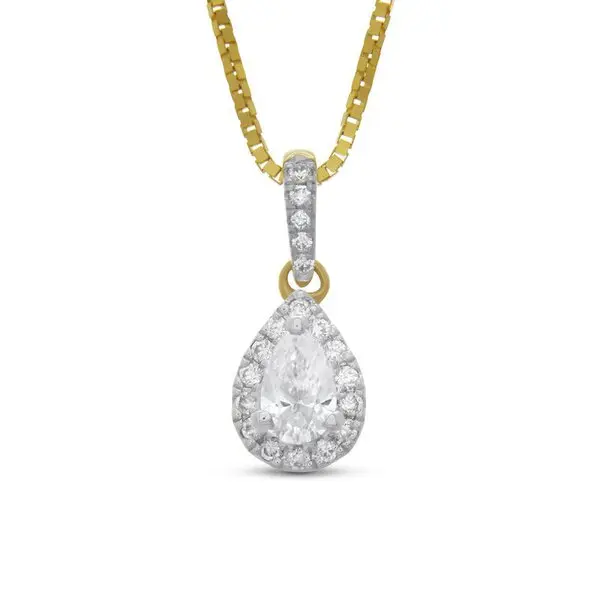 Benbridge Pear And Round Diamond Cluster Pendant Necklace - Yg