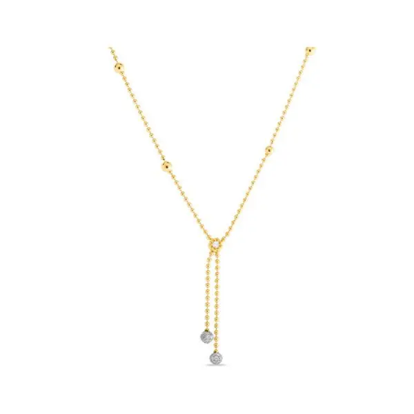 Roberto Coin Designer 18k Gold Alternating Bead Necklace With Diamond Drop - Tt