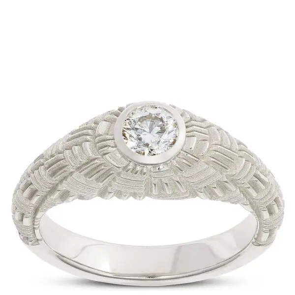Benbridge Gents Fluted Shank Diamond Ring - Wg