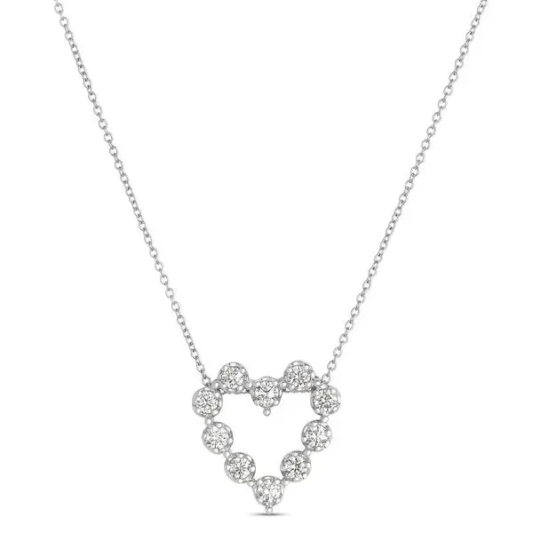 Benbridge Round Diamond Heart Pendant In 14k White Gold - Wg