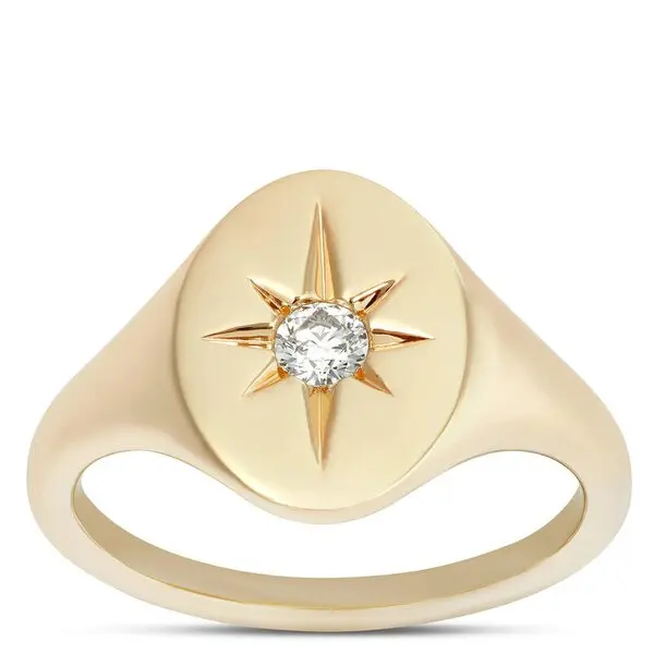 IKUMA Round Diamond Signet Ring - Yg