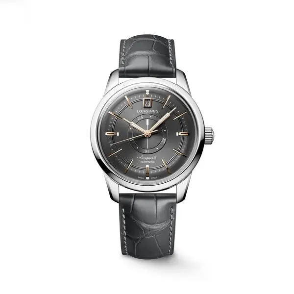 LONGINES Conquest Heritage Central Power Reserve Anthracite Watch 38mm - Stainless Steel