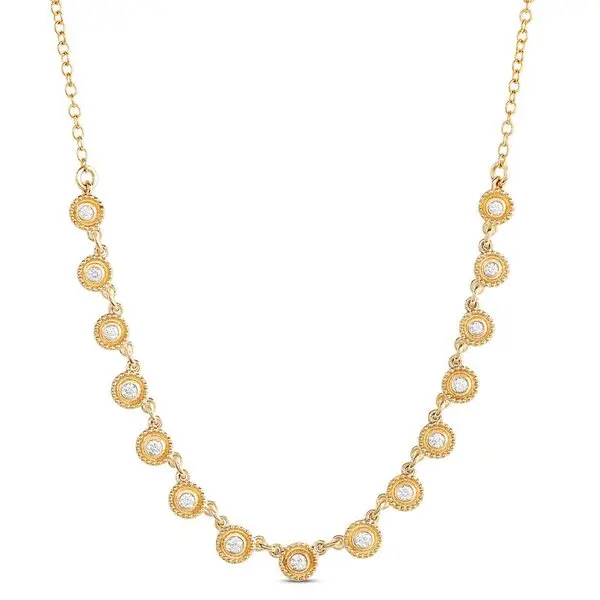 Benbridge Round Diamond Necklace With Milgrain Bezel Settings - Yg