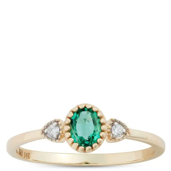 Benbridge 14k Yellow Gold Emerald And Diamond Ring - Green
