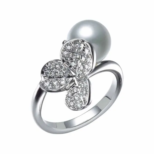 Mikimoto Akoya Cultured Pearl And Diamond Ring - White
