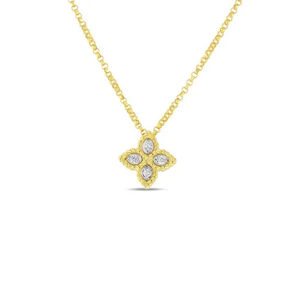 Roberto Coin 18k Gold Princess Flower Diamond Necklace - Yg