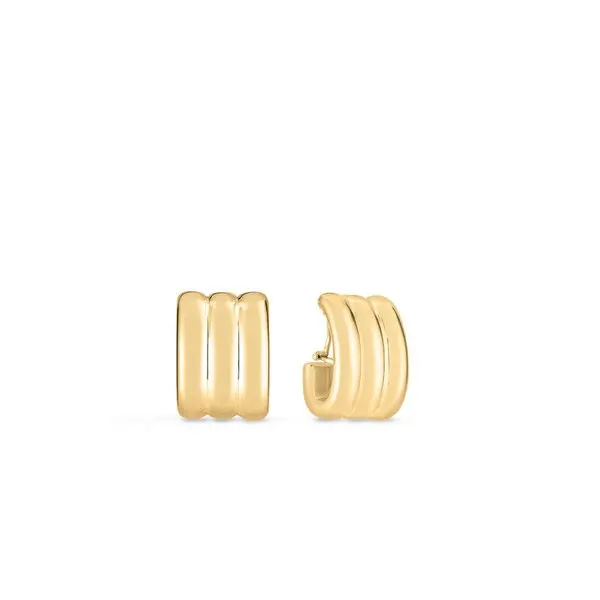Roberto Coin 18k Yellow Gold Wide Ridged Earrings - Yg