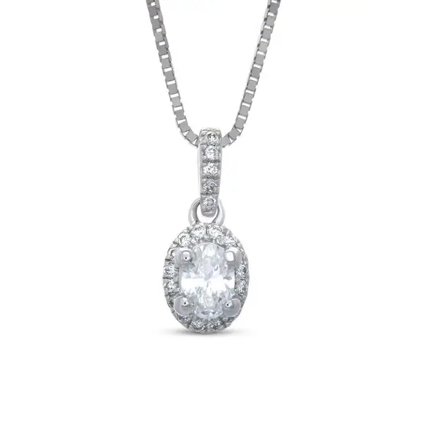 Benbridge Oval Cluster Diamond Pendant In 14k White Gold - Wg