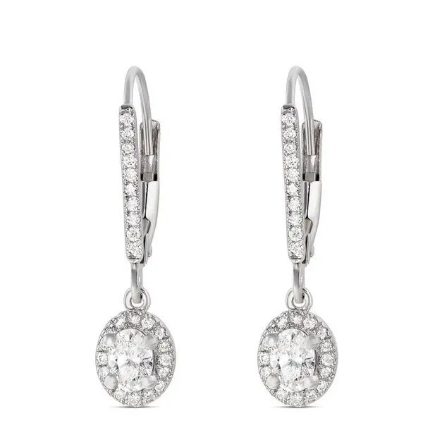 Benbridge Oval Diamond Leverback Earrings - Wg
