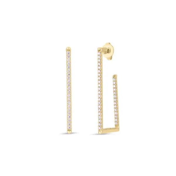 Roberto Coin Rectangular Diamond Earrings - Yg