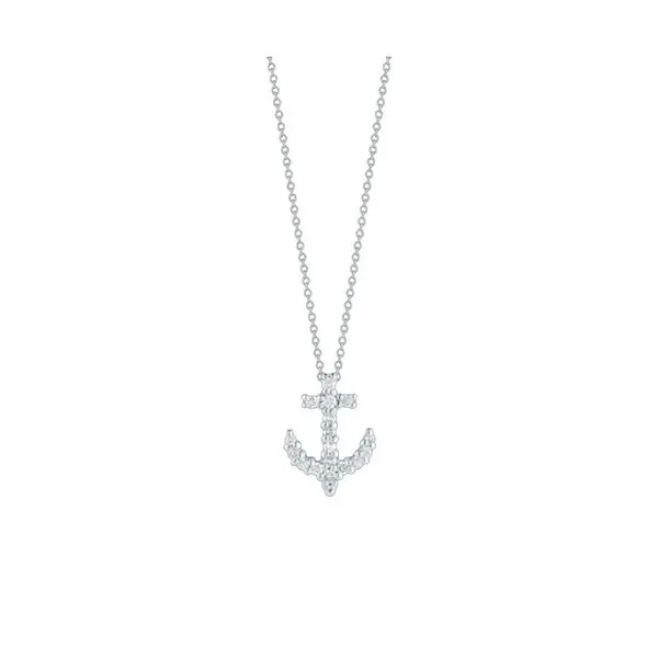 Roberto Coin Tiny Treasures Diamond Anchor Pendant Necklace - Wg