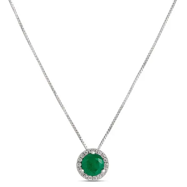 Benbridge Round Emerald And Diamond Pendant Necklace - Green