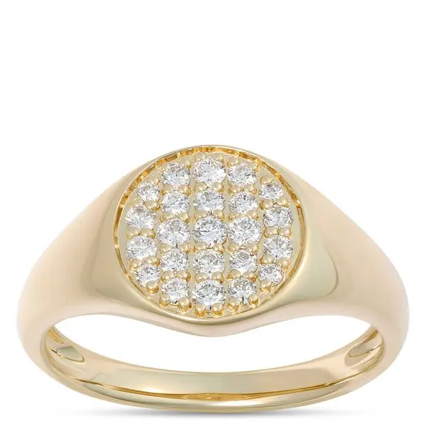 Benbridge 14k Yellow Gold Signet Ring With Diamond Cluster - Yg