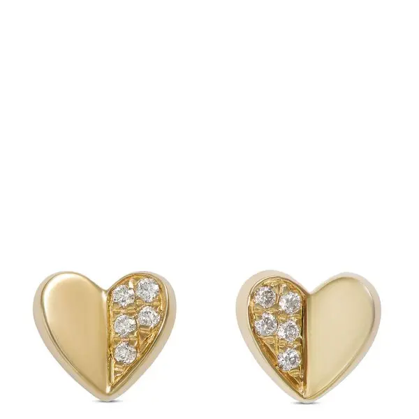 Benbridge Baby Heart Diamond Studs In 14k Yellow Gold - Yg