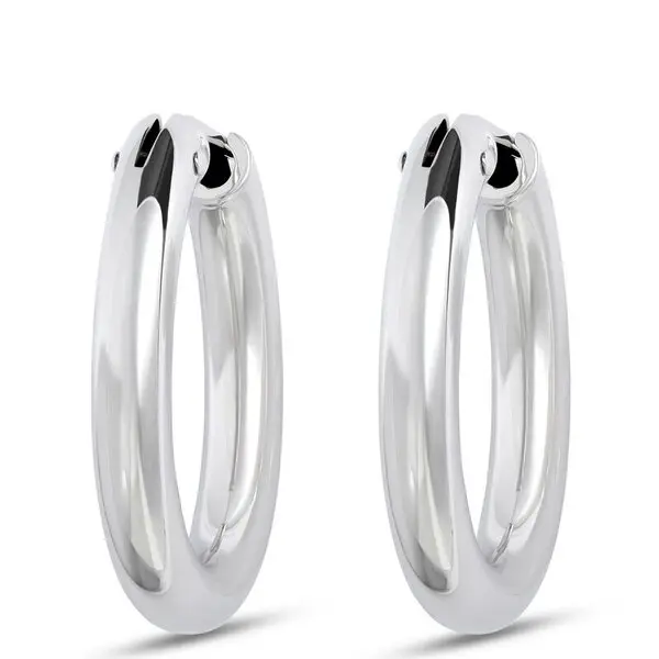 TOSCANO 14k White Gold Oval Hoop Earrings - Wg