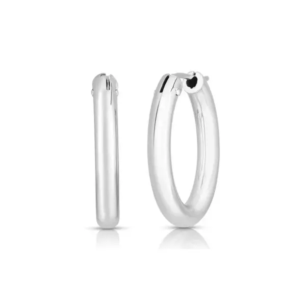 Roberto Coin 18k White Gold Large Oval Hoop Earrings - Wg