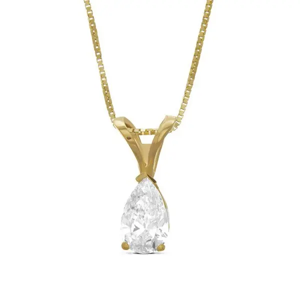 Benbridge Pear Shaped Solitaire Diamond Pendant In 14k Yellow Gold - G-h