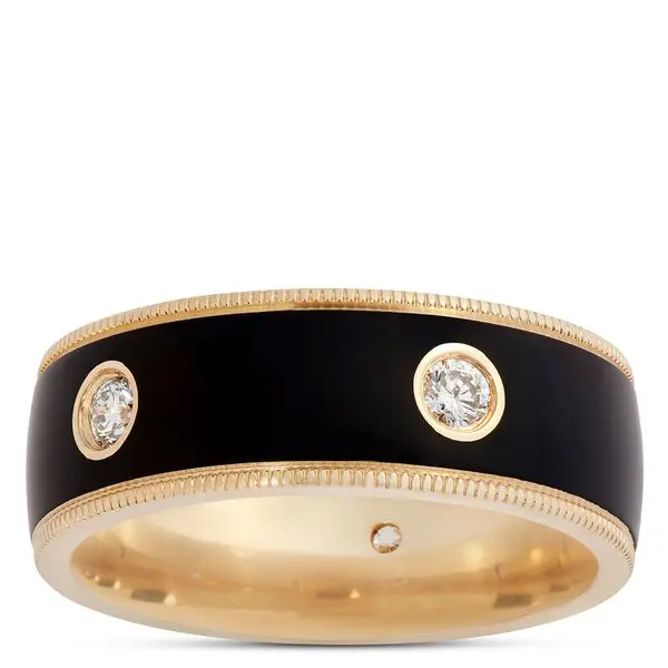 TRITON Diamond And Black Ceramic Band In 14k Yellow Gold - Tt
