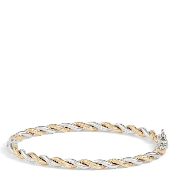 TOSCANO Twisted Bangle Bracelet 14k White And Yellow Gold 5.7gm - Tt