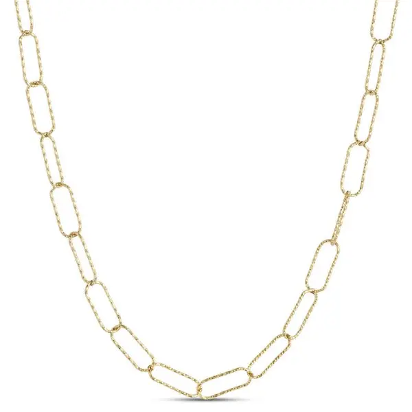 TOSCANO 14k Yellow Gold 18-inch Sparkle Link Necklace - Yg