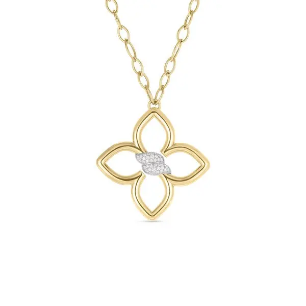 Roberto Coin 18k Gold Diamond Flower Link Necklace - Tt