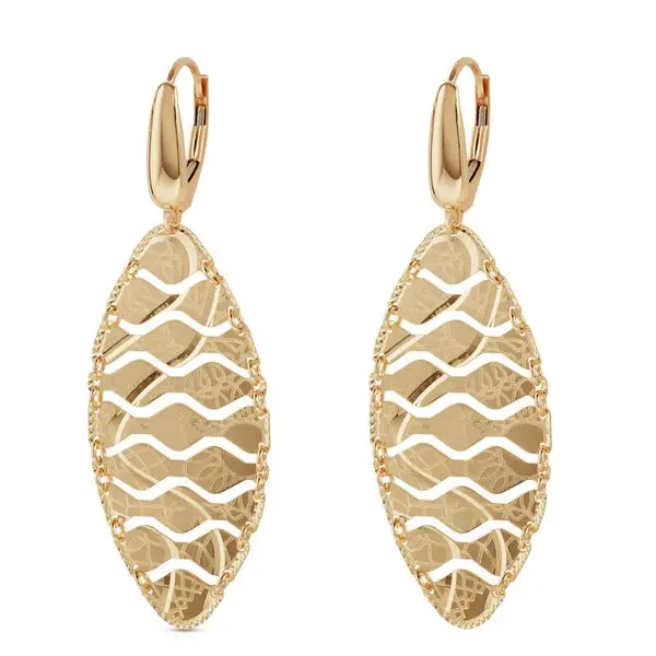 TOSCANO Wavy Drop Earrings In 14k Yellow Gold - Yg