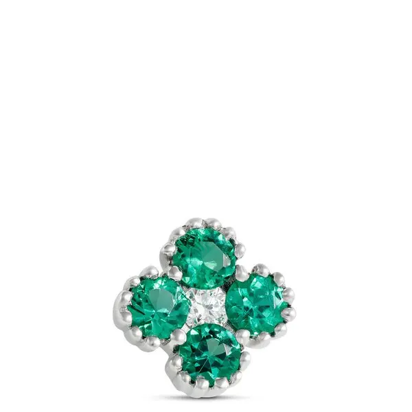 Benbridge Floral Emerald And Diamond Single Stud Earring - Green