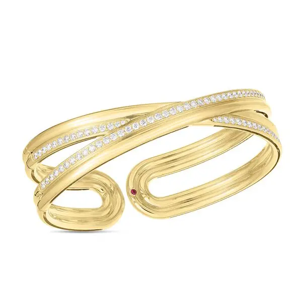 Roberto Coin 18k Yellow Gold Cialoma Diamond Crossover Bangle - Yg