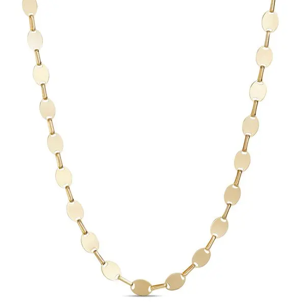TOSCANO 14k Yellow Gold Bar And Mirrored Oval Link Necklace - Yg