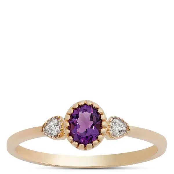 Benbridge Oval Cut Amethyst And Diamond Ring 14k Yellow Gold - Purple