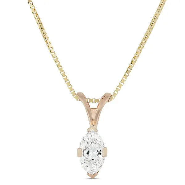 Benbridge Marquise Solitaire Diamond Pendant In 14k Yellow Gold - G-h
