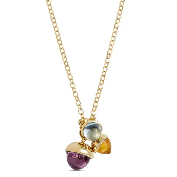 TOSCANO Colored Gemstone Charm Necklace - Multicolored