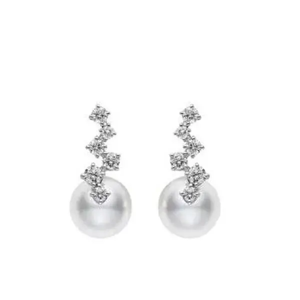 Mikimoto Akoya Cultured Pearl And Diamond Earrings - White