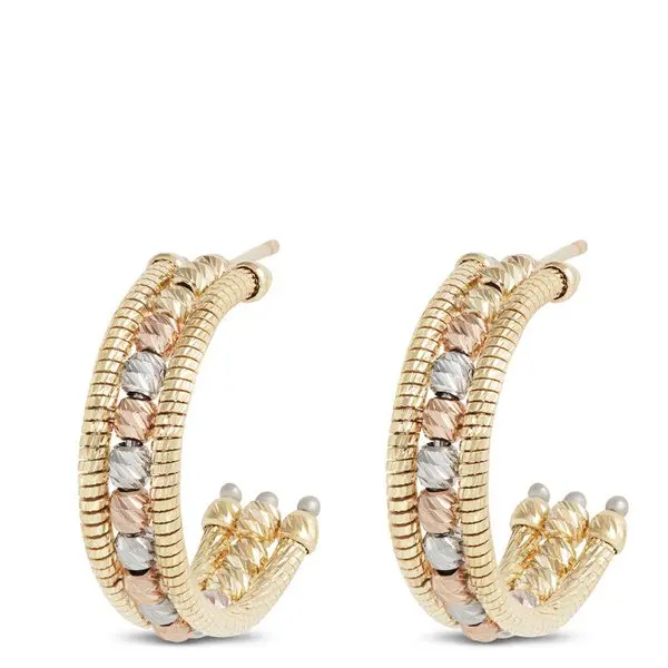 TOSCANO Tricolor Beaded Half-hoop Earrings - Tt
