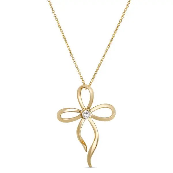 Benbridge Three-loop Bow Diamond Pendant Necklace - H-j