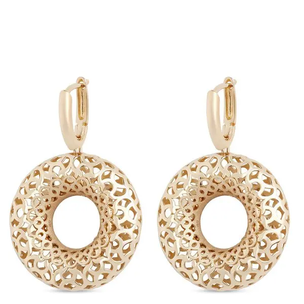 TOSCANO Lattice Donut Hoop Earrings 14k Yellow Gold - Yg