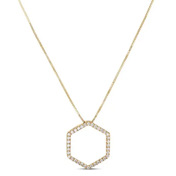 Benbridge Hexagon Diamond Pendant Necklace - Yg