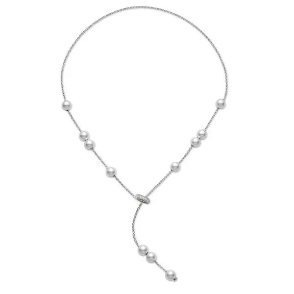 Mikimoto Pearls In Motion Akoya Cultured Pearl & Diamond 18k Gold Necklace - White