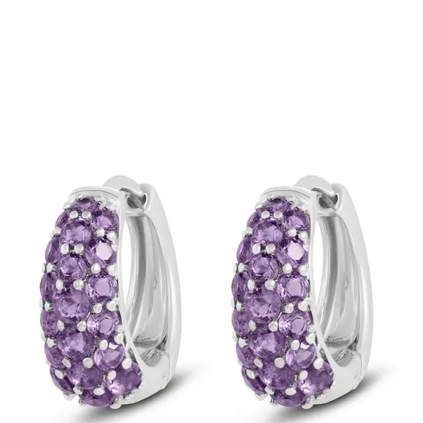 Benbridge Pave Amethyst Hoop Earrings - Purple