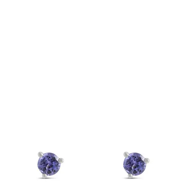 Benbridge Stud Earrings With Round Tanzanite And 14k White Gold - Purple
