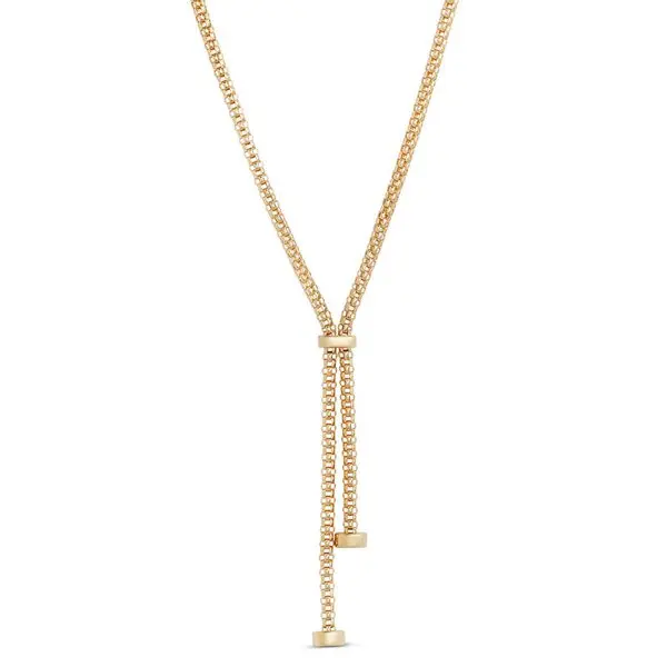 TOSCANO 20-inch Popcorn Link Lariat Necklace - Yg