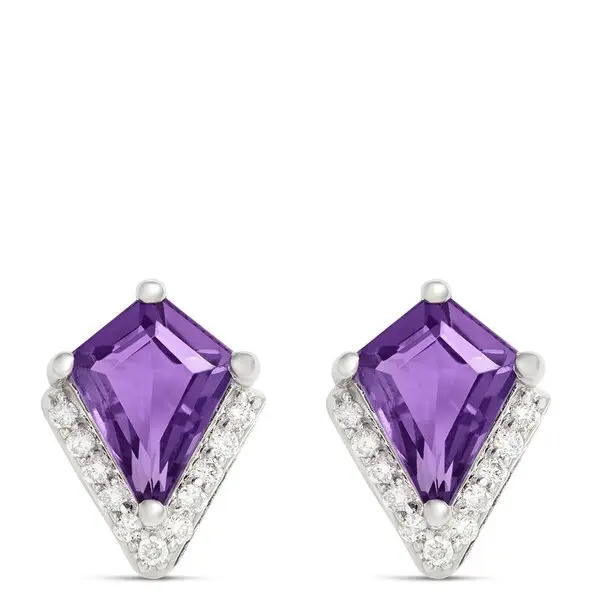 Benbridge Kite Amethyst Diamond Stud Earrings - Purple